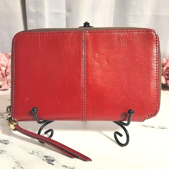 HOBO | Bags | Hobo Deep Red Leather Zip Wallet With Wanderlust Lining ...